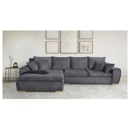 Ecksofa Home Affaire "Katja L-Form, B: 325 cm - OTTO. Verl&auml;ssliche Qualit&auml;t.", grau (anthrazit), B:325cm T:183cm, 100% Polyester, Sofas, Ecksofa, Schlaffunktion, Bettkasten & 4 Zierkissen