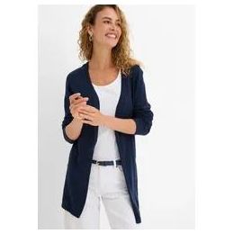 Strickjacke bonprix, Damen, Gr. 44/46 (L), blau (dunkelblau), Obermaterial: 100% Baumwolle, loose fit, Strickjacken Strickjacke, lockere Passform, Slub-Strick, Casual Stil, aus Baumwolle