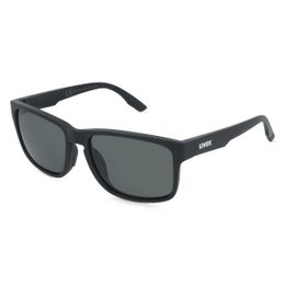 Uvex S534002 poise P | Unisex-Sonnenbrille | Fassung: Vollrand, Eckig, TR90, Schwarz | Glasfarbe: Grau