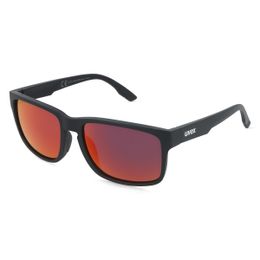 Uvex S534001 poise | Unisex-Sonnenbrille | Fassung: Vollrand, Eckig, TR90, Schwarz | Glasfarbe: Rot Spiegel Rot