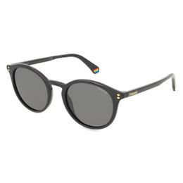 Polaroid PLD 6233/S | Unisex-Sonnenbrille | Fassung: Vollrand, Panto, Kunststoff, Schwarz | Glasfarbe: Grau