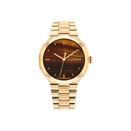Quarzuhr Tommy Hilfiger "Georgia", goldfarben, braun, Armbanduhren, Damen, Quarzuhr, Armbanduhr, Damenuhr, Edelstahlarmband, analog