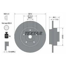 TEXTAR Bremsscheibe 92232603 274mm 11mm f&uuml;r RENAULT SAMSUNG