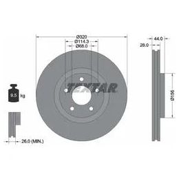 TEXTAR Bremsscheibe 92222003 320mm 28mm f&uuml;r RENAULT SAMSUNG NISSAN