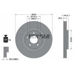 TEXTAR Bremsscheibe 92283503 320mm 28mm f&uuml;r SAMSUNG NISSAN