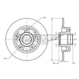 TOMEX BRAKES Bremsscheibe tx73561 Hinterachse voll 260mm 8mm f&uuml;r RENAULT SAMSUNG