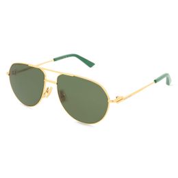 Bottega Veneta BV1302S | Unisex-Sonnenbrille | Fassung: Vollrand, Pilot, Metall, Gold | Glasfarbe: Gr&uuml;n