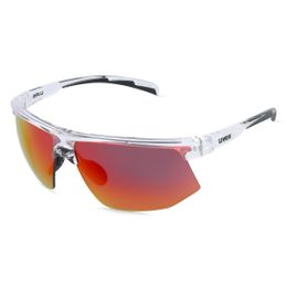 Uvex S534010 aerios | Unisex-Sonnenbrille | Fassung: Halbrand, Eckig, TR90, Wei&szlig; Transparent | Glasfarbe: Rot Spiegel Rot