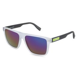 Superdry 996110 | Herren-Sonnenbrille | Fassung: Vollrand, Quadratisch, Kunststoff, Kristall Matt | Glasfarbe: Blau