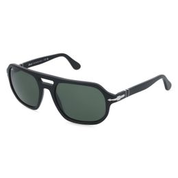 Persol PO3393S GUIDO | Unisex-Sonnenbrille | Fassung: Vollrand, Quadratisch, Acetat, Schwarz | Glasfarbe: Gr&uuml;n