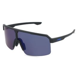 Uvex S534003 ramp | Unisex-Sonnenbrille | Fassung: Halbrand, Monoscheibe, TR90, Schwarz | Glasfarbe: Blau Spiegel Blau