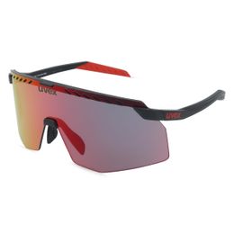 Uvex S534013 pace stage | Unisex-Sonnenbrille | Fassung: Randlos, Monoscheibe, TR90, Schwarz | Glasfarbe: Rot Spiegel Rot