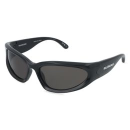 Balenciaga BB0157S | Herren-Sonnenbrille | Fassung: Vollrand, Geometrisch, Kunststoff, Schwarz | Glasfarbe: Grau