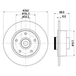 Hella Bremsscheibe 8dd355123311 260mm 8mm f&uuml;r RENAULT SAMSUNG