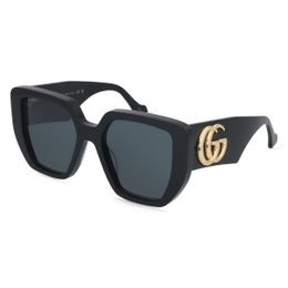 Gucci GG0956S | Damen-Sonnenbrille | Fassung: Vollrand, Eckig, Acetat, Schwarz | Glasfarbe: Grau
