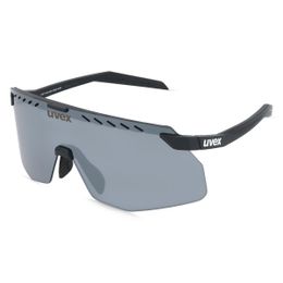 Uvex S534012 pace stage S | Unisex-Sonnenbrille | Fassung: Randlos, Monoscheibe, TR90, Schwarz | Glasfarbe: Grau Spiegel Silber