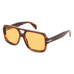 David Beckham DB 7151/S | Herren-Sonnenbrille | Fassung: Vollrand, Pilot, Acetat, Braun | Glasfarbe: Gelb