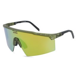 Uvex S534004 flowline | Unisex-Sonnenbrille | Fassung: Halbrand, Monoscheibe, TR90, Gr&uuml;n Transparent | Glasfarbe: Gelb Spiegel Gold