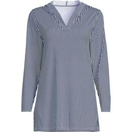LANDS' END Langes Kapuzen-Badeshirt in Lang-Gr&ouml;&szlig;e, Damen,  Blau, Elasthan/Nylon-Mischung, by Lands' End