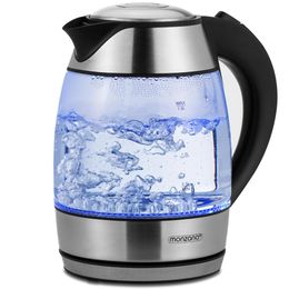 Deuba Wasserkocher UK Edelstahl Glas Innenbeleuchtung 18l silber schwarz