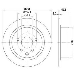 Hella Bremsscheibe 8dd355122421 291mm 9mm f&uuml;r SAMSUNG NISSAN (DFAC)