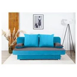 Schlafsofa Collection AB "Ulla, B: 186 cm, Liegel. 142x186 cm", blau (blau, grau), B:186cm H:94cm T:85cm, Primabelle-Microfaser (100% Polyester)/Struktur (100% Polyester);Zierkissen: Primabelle-Microfaser (100% Polyester)/Struktur (100% Polyester), Sofas, Schlafsofa, Bettfunktion, Bettkasten & 2 Wende-R&uuml;ckenkissen