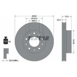TEXTAR Bremsscheibe 92157303 300mm 32mm f&uuml;r CITRO&Euml;N PEUGEOT FIAT RAM