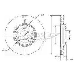 TOMEX BRAKES Bremsscheibe tx7251 Vorderachse bel&uuml;ftet 296mm 26mm f&uuml;r RENAULT SAMSUNG