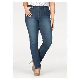 Slim-fit-Jeans Arizona "Curve-Collection", Damen, Gr. 54, N-Gr, blau (dunkel blau us), Jeans, Obermaterial: 99% Baumwolle, 1% Elasthan, Basic, schmal lang, Jeans Slim-fit-Jeans, hohe Leibh&ouml;he, Five-Pocket-Design, Zip-Fly