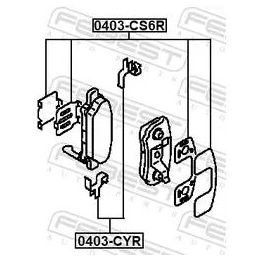 FEBEST Anti-Quietsch-Folie, Bremsbelag (R&uuml;ckenplatte) 0403cs6r Hinterachse f&uuml;r MITSUBISHI