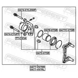 FEBEST Bremssattelhaltersatz 0477cv75r Hinterachse f&uuml;r MITSUBISHI