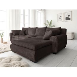 Ecksofa Home Affaire "Cara Mia L-Form, B: 325 cm - OTTO. Verl&auml;ssliche Qualit&auml;t.", dunkelbraun, B:325cm H:87cm T:183cm, Luxus-Microfaser Vintageoptik (100% Polyester);Microfaser Antiklederoptik (100% Polyester), Sofas, Ecksofa, 4 Zierkissen, optional Bettfunktion & Bettkasten, Topseller