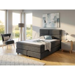Boxspringbett OTTO HOME "VIVIANNE in den Breiten 140 & 180cm erh&auml;ltlich, inkl. 7cm Luxus-Topper", anthrazit, B:154cm L:210cm, Komplettbetten, Boxspringbett, erh&auml;ltlich in den Farben anthrazit und beige