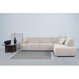 Ecksofa Home Affaire "Linkka, Breite 282 cm", beige (natural), B:282cm H:75cm T:223cm, 90% PES, 10% Nylon, Sofas, Ecksofa, L-Form, in einem weichen Chenille-Stoff, mit Wellenunterfederung