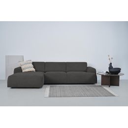 Ecksofa Home Affaire "Linkka, Breite 301 cm", schwarz (onyx), B:301cm H:75cm T:163cm, 90% PES, 10% Nylon, Sofas, Ecksofa, L-Form, in einem weichen Chenille-Stoff, mit Wellenunterfederung