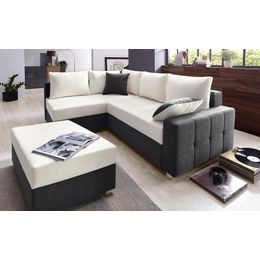 Ecksofa Collection AB "Parma L-Form, B: 224 cm", grau (grau, natur), B:224cm H:84cm T:161cm, Kunstleder SOFTLUX / Struktur (80% Polyester; 20% Polyacryl);Microfaser PRIMABELLE (100% Polyester);Zierkissen: Jeweils analog des Korpusbezugs (Wendekissen, teilweise im Materialmix);Microfaser PRIMABELLE (100% Polyester) / Struktur (80% Polyester; 20% Polyacryl), Sofas, Ecksofa, Bettfunktion, Bettkasten 