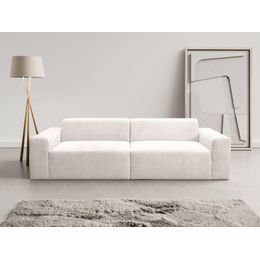 Sofa WERK2 "Zeus 3-Sitzer, B/T: 256/105 cm, Big-Sofa, modern & bequem", beige (natur), B:256cm H:70cm T:105cm, 100% Polyester, Sofas, 2-Sitzer-Sofa, Curvy Trend 3-Sitzer mit urbaner Optik