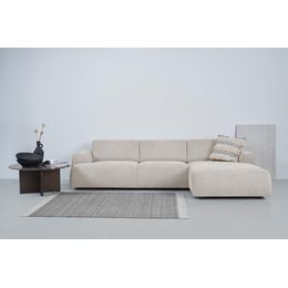 Ecksofa Home Affaire "Linkka, Breite 301 cm", beige (natural), B:301cm H:75cm T:163cm, 90% PES, 10% Nylon, Sofas, Ecksofa, L-Form, in einem weichen Chenille-Stoff, mit Wellenunterfederung