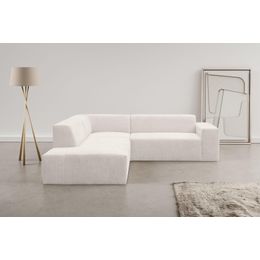 Ecksofa WERK2 "Zeus-M, B/T: 251/262 cm, tolles Sofa mit sch&ouml;nen Details, L-Form", beige (natur), B:251cm H:70cm T:262cm, 100% Polyester, Sofas, Ecksofa, Curvy Trend Garnitur, urbane Optik, komfortable Wellenunterfederung