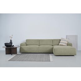 Ecksofa Home Affaire "Linkka, Breite 301 cm", gr&uuml;n, B:301cm H:75cm T:163cm, 90% PES, 10% Nylon, Sofas, Ecksofa, L-Form, in einem weichen Chenille-Stoff, mit Wellenunterfederung