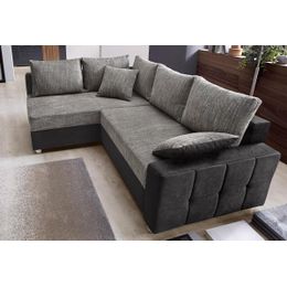 Ecksofa Collection AB "Parma L-Form, B: 224 cm", schwarz (schwarz, grau), B:224cm H:84cm T:161cm, Kunstleder SOFTLUX / Struktur (80% Polyester; 20% Polyacryl);Microfaser PRIMABELLE (100% Polyester);Zierkissen: Jeweils analog des Korpusbezugs (Wendekissen, teilweise im Materialmix);Microfaser PRIMABELLE (100% Polyester) / Struktur (80% Polyester; 20% Polyacryl), Sofas, Ecksofa, Bettfunktion, Bettka