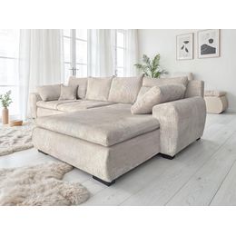 Ecksofa Home Affaire "Cara Mia L-Form, B: 325 cm - OTTO. Verl&auml;ssliche Qualit&auml;t.", beige, B:325cm H:87cm T:183cm, Luxus-Microfaser Vintageoptik (100% Polyester);Microfaser Antiklederoptik (100% Polyester), Sofas, Ecksofa, 4 Zierkissen, optional Bettfunktion & Bettkasten, Topseller