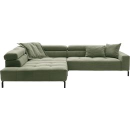 Ecksofa Home Affaire "Cleveland, L-Form, incl. Kopfteilverstellung, Breite 311 cm", gr&uuml;n (oliv), B:311cm H:71cm T:219cm, 95% Polyester, 5% Nylon, Sofas, Ecksofa, mit elektrischem Sitzvorzug im Hauptelement