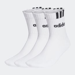 Funktionssocken adidas Performance "3STREIFEN LINEAR HALFCREW CUSHIONED SOCKEN, 3 PAAR", Herren, Gr. L (43/45), schwarz-wei&szlig; (wei&szlig;, schwarz), Obermaterial: 71% Baumwolle, 26% Polyester, 2% Elasthan, 1% sonstige Fasern, Socken