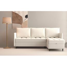 Ecksofa DOREL HOME "LINDHUS, L-Form, verschiedene Stellvarianten, Modulsofa", beige (creme), B:194cm H:80cm T:130cm, 93% Polyester, 7% Nylon, Sofas, Ecksofa, Recamiere, Stauraum, Cord und Chenille-Bezug