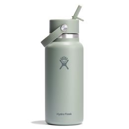 Trinkflasche Hydro Flask "32 OZ Wide Flex Straw Cap, 946 ml", agave, H:26,29cm, Edelstahl, Kunststoff, Trinkflaschen, Trinkflasche, geeignet f&uuml;r alle Wide Mouth Kappen und Deckel