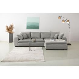 Ecksofa Home Affaire "Cara Mia L-Form, B: 325 cm - OTTO. Verl&auml;ssliche Qualit&auml;t.", silber, B:325cm H:87cm T:183cm, Luxus-Microfaser Vintageoptik (100% Polyester);Microfaser Antiklederoptik (100% Polyester), Sofas, Ecksofa, 4 Zierkissen, optional Bettfunktion & Bettkasten, Topseller