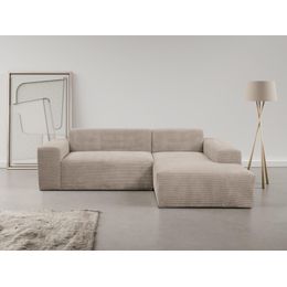 Ecksofa WERK2 "Zeus-L Breite: 253 cm, modern & zeitlos, bequemes Sofa", grau (hellgrau, beige), B:253cm H:70cm T:188cm, 90% Polyester, 10% Nylon, Sofas, Ecksofa, Curvy Trend Ecksofa mit urbaner Optik