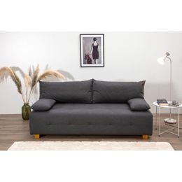 Schlafsofa Collection AB "Bella, B: 196 cm, Liegefl. 145x196 cm", grau (anthrazit), B:196cm H:45cm T:96cm, 100%Polyester, Sofas, Schlafsofa, Bettfunktion, Bettkasten & 2 Armlehnenkissen, Federkern, Topseller