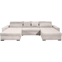 Wohnlandschaft Collection AB "Josy XXXL-Relax U-Form, B: 352 cm", beige, B:352cm H:41cm T:161cm, 100%Polyester, Sofas, Wohnlandschaft, Bettfunktion, Bettkasten & 2 Nackenkissen, Federkern